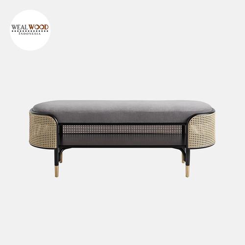 Jual sofa bench rotan minimalis|stool bench rumah modern|bangku rotan ...