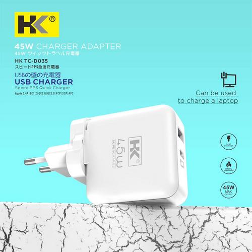 Promo HK D035 Adapter Super Fast Charger 45W Dual Port PD & USB-A ...