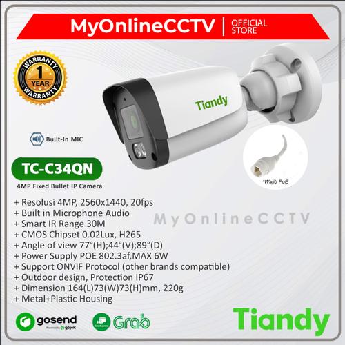 Jual IP Camera CCTV Tiandy TC-C34QN 4MP Audio PoE IR Outdoor Anti AIr ...