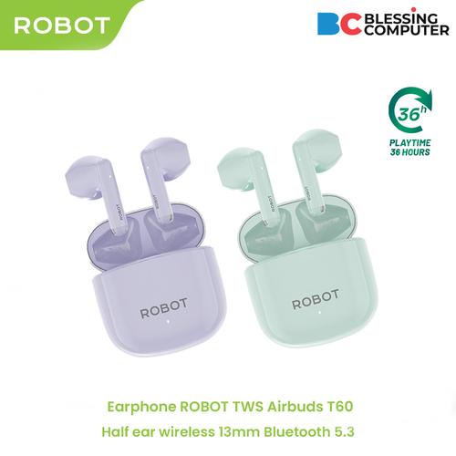 Jual Earphone ROBOT TWS Airbuds T60 (Half ear wireless 13mm Bluetooth 5 ...
