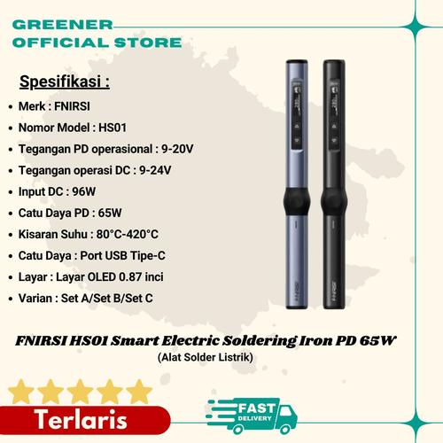 Jual FNIRSI HS01 Smart Electric Soldering Iron PD 65W - Alat Solder ...