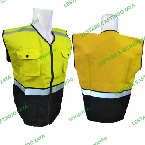 Jual SAFETY VEST TASLAN KOMBINASI KUNING HITAM BORDIR /ROMPI PROYEK ...