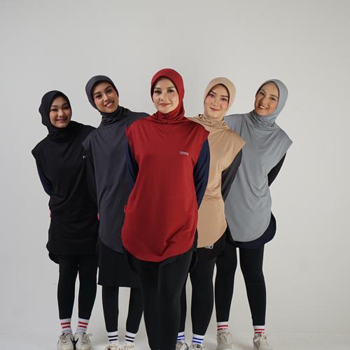 Jual Zeea Outer Sport Hijab Panjang Hayfa P Tisya Polos Jilbab Olahraga ...