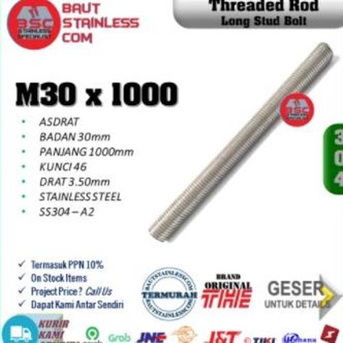 Jual NEW ASDRAT STAINLESS 304 STUD BOLT THREADED ROD BAUT FULLDRAT ...