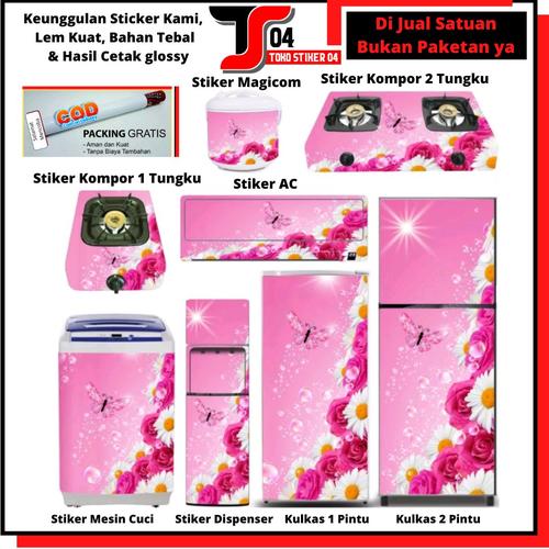 Jual STIKER Kulkas/Stiker Kompor/Stiker Magicom Kupu-Kupu PINK Bintang ...