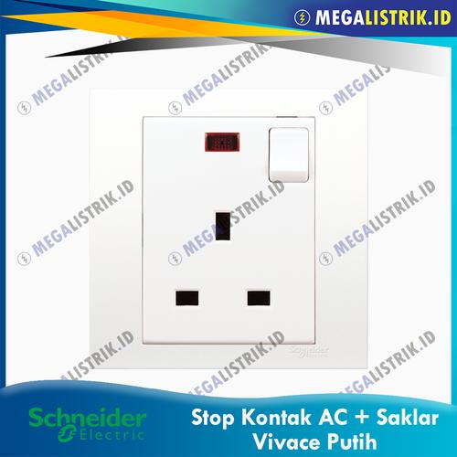 Jual Schneider Stop Kontak AC + Saklar Vivace Putih KB15N / Socket ...