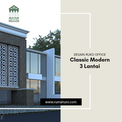 Jual Desain Ruko Klasik Modern 3 Lantai 16,35m x 24m (denah, Tampak2D ...
