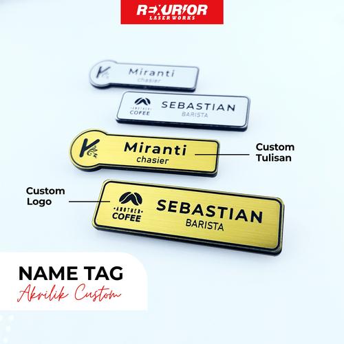 Jual Nametag Akrilik Custom Grafir Laser Gold Silver Badge Papan Nama ...