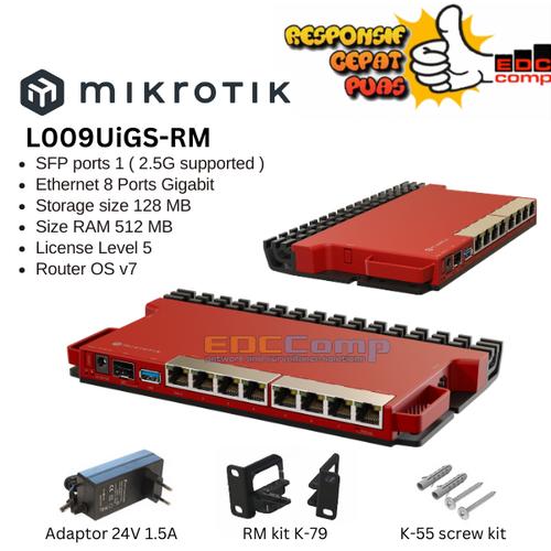 Jual Mikrotik L009UiGS-RM | Router 1 sfp 2.5G 8 port Gigabit support ...