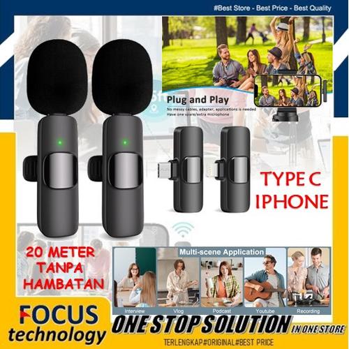 Jual Wireless Microphone Type C Clip On Portable Plug n Play - 1 Mic ...
