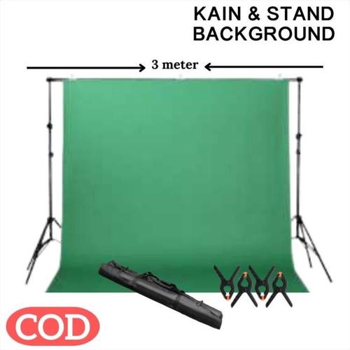 Jual Ada Bracket Stand 3 Meter Background Foto Studio / Kain Green ...