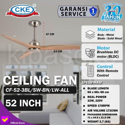 Jual Kipas Angin Plafon Gantung Hias CKE 52" Kayu Ceiling Fan Light ...