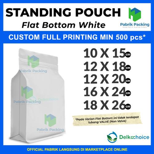 Jual STANDING POUCH FLAT BOTTOM PUTIH - KEMASAN KOPI PREMIUM MURAH ...