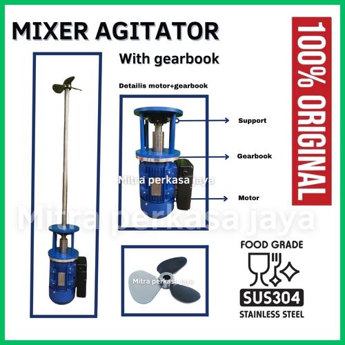 Jual MIXER AGITATOR KIMIA SS304 0.75KW/1HP 3PHASE 1400 RPM + GEARBOX ...