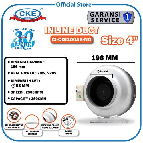 Promo Duct Inline CKE CI-CDI100 4 Inch Inline Fan Duct Blower Hisap ...