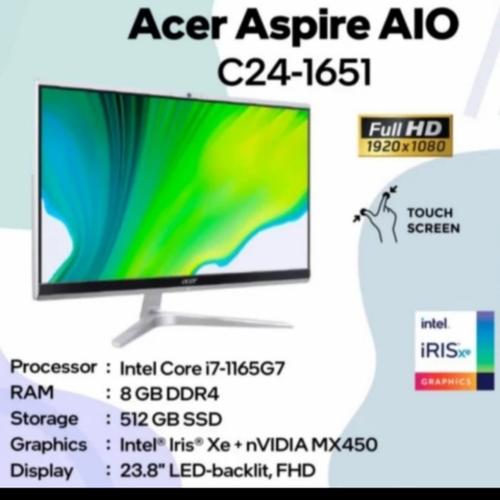 Jual PC AIO ACER C24-1651 i7-1165G7 16GB 1TB+512GB Nvidia 2gb W'11 ...