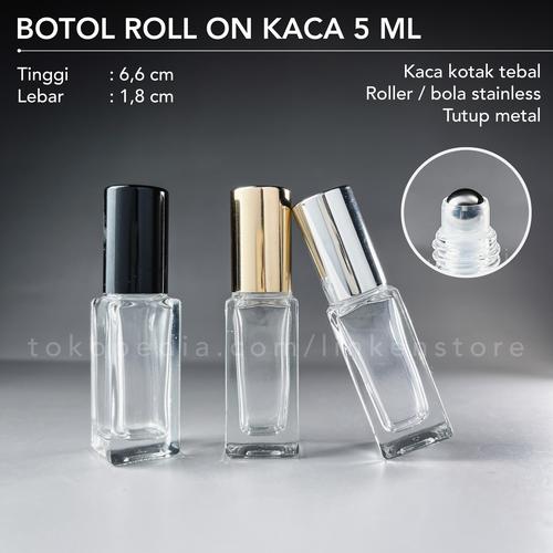 Jual Botol Roll On 5ml Kaca Tebal Kotak - Bola Besi Stainless Rollon ...