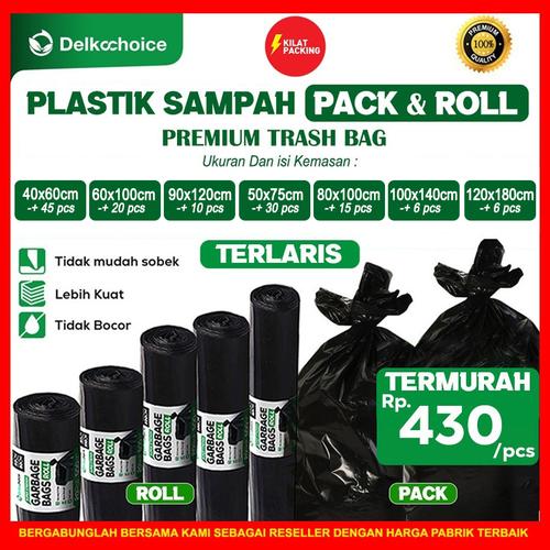 Jual Kantong Plastik Kresek Sampah HITAM Besar Jumbo Premium Murah Satuan - PACK HITAM, 40X60CM ...