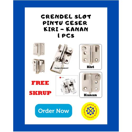 Jual Grendel Slot Pintu Geser Kiri - Kanan Free Sekrup - Kiri - Jakarta ...