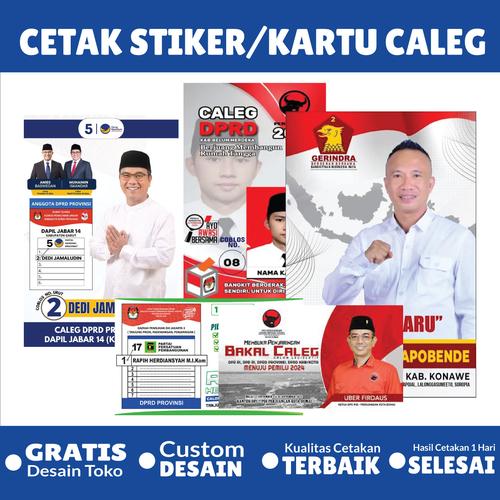 Jual CETAK STIKER/ KARTU CAPRES / CALEG FREE DESAIN CUSTOM - 10x10 ...