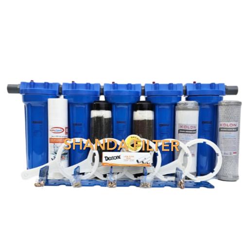 Jual Paket Filter Air 5 Tahap Untuk Air Sumur (Blue 10" drat 3/4" SMPGC ...