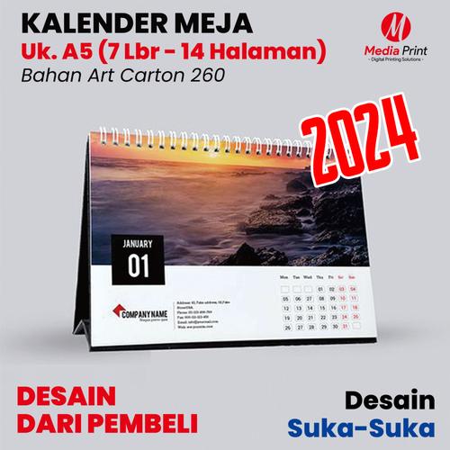 Jual Kalender Meja A5 7 Lembar - 14 Halaman Calendar Duduk - Laminasi ...
