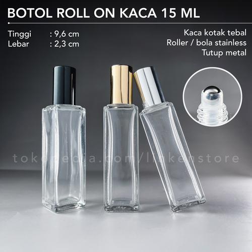 Jual Botol Roll On 15ml - Kaca Kotak Tebal - Bola Besi - Parfum Minyak ...