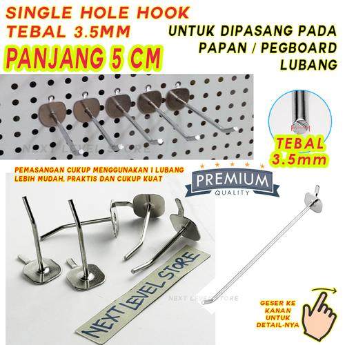 Jual Single Hole Hook 5 CM Cantolan Besi Chrome Stainless Pegboard ...