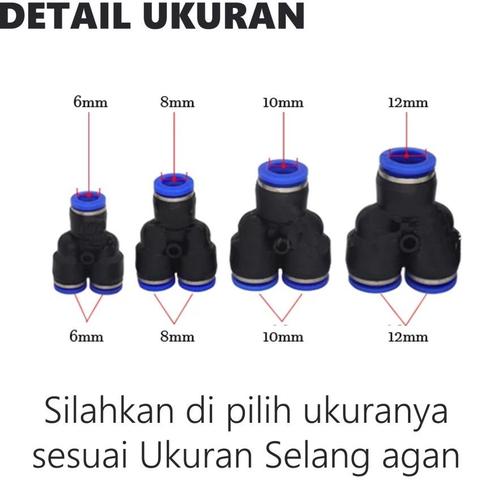 Jual Sambungan splitter Y slip lock selang PU polyurethane - Y Selang ...