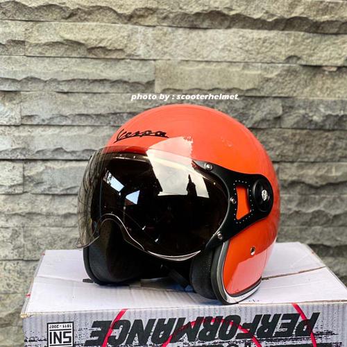 Jual Helm Vespa Italy Bogo Orange Tramonto Limited Edition + Visor ...