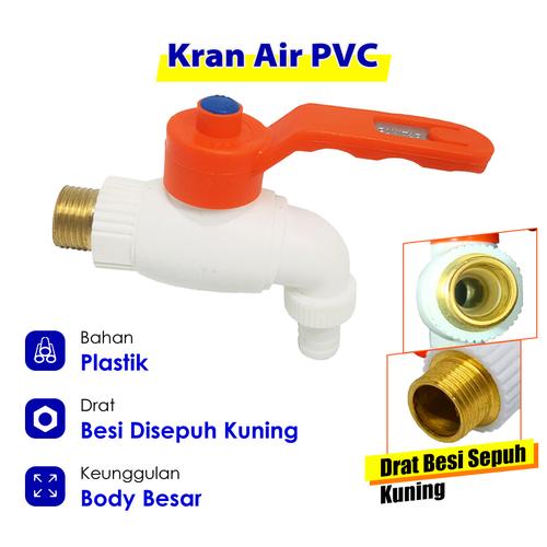 Jual Kran Turkey PVC Jumbo Drat Kuningan / Kran Tembok PVC Jumbo - 1/2 ...
