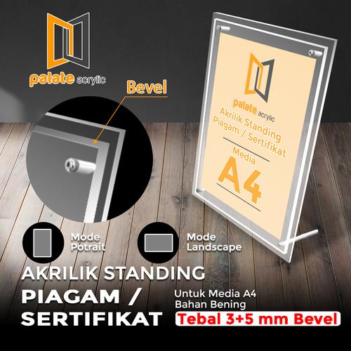 Jual AKRILIK FRAME / DISPLAY MEJA / ACRYLIC STANDING FRAME PIAGAM A4 ...