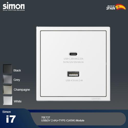 Jual SIMON i7 USB(5V 2.4A)+TYPE-C(45W) Module 70E727 - Grey - Jakarta ...