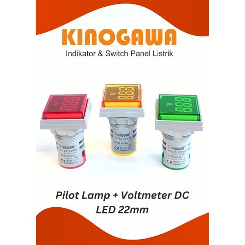 Jual Pilot Lamp Voltmeter 22mm Digital Persegi DC- KINOGAWA - Merah ...