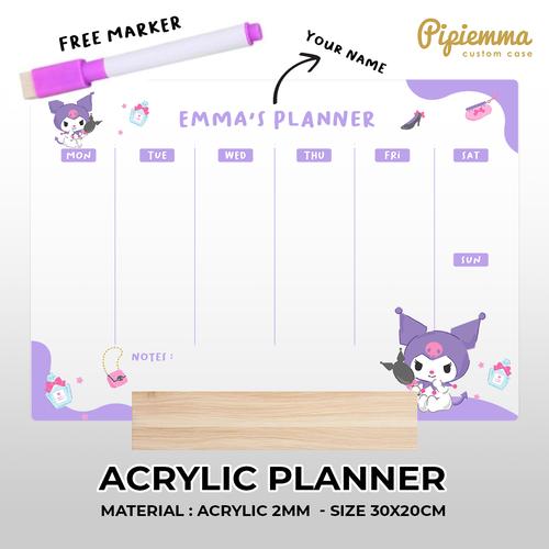 Jual Weekly Planner Akrilik Custom Sanrio My Melody Kuromi CInamoroll ...