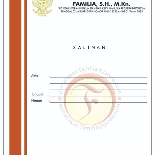 Jual Cover AKTA NOTARIS 2 Warna - Kab. Bekasi - Percetakan FAMILIA ...