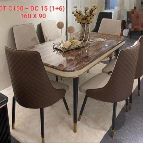 Jual Meja Makan Import Batu marmer + 6 kursi kaki besi kokoh & awet ...