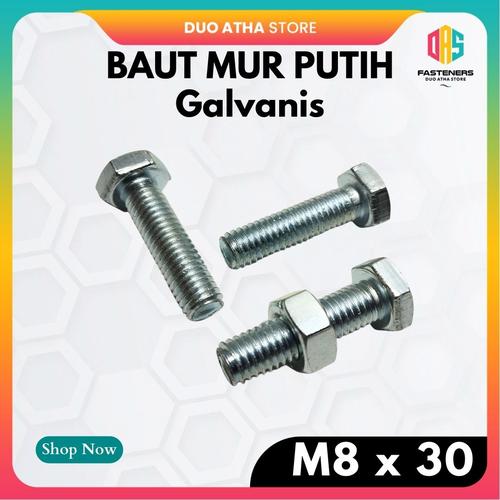 Jual M8x30 Baut Mur M8 X 30 BMP Galvanis Putih - Kab. Tangerang - Duo ...