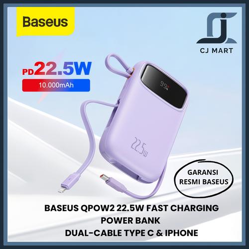 Promo BASEUS QPOW2 22.5W FAST CHARGING POWER BANK DUAL-CABLE TYPE C ...