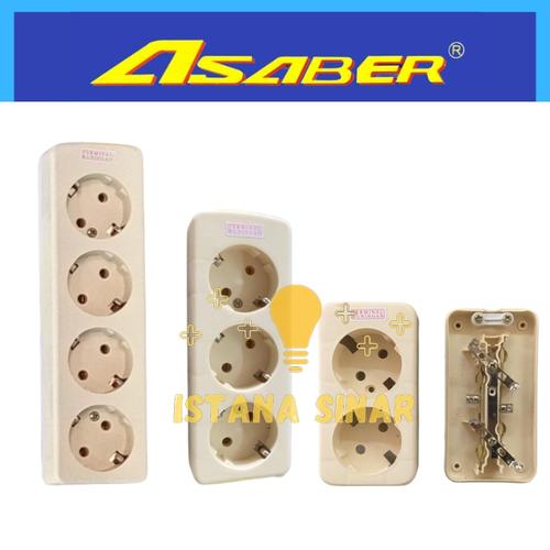 Jual Stop Kontak Arde Asaber 2 3 4 Lubang Terminal Arde Asaber Kuningan SNI plug terminal 2 - 2 ...