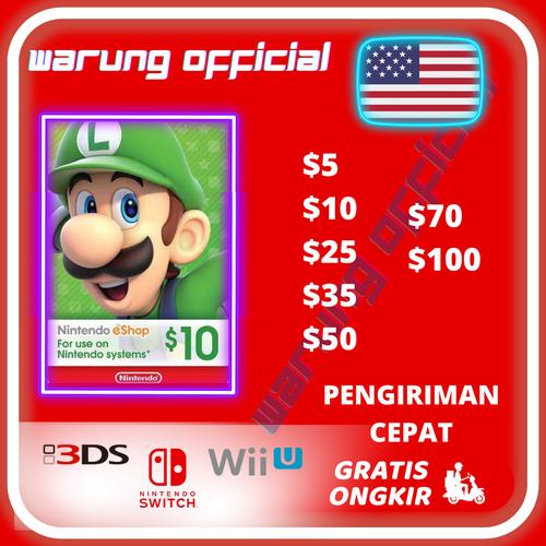 Jual Switch Eshop Wallet Switch Gift Card Switch Region US Reg USA - USD $10 - Kab. Brebes ...