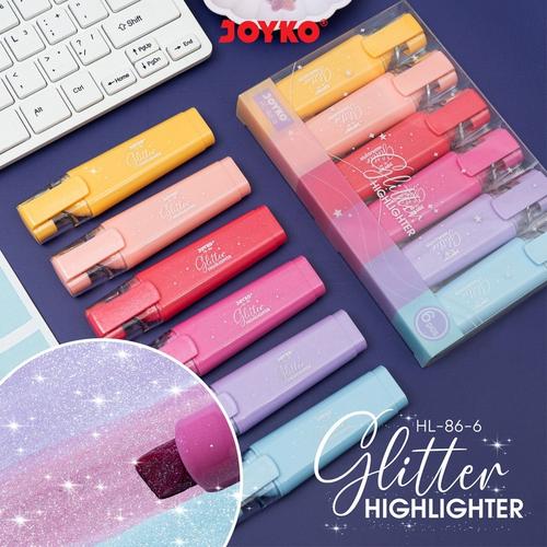 Jual Highlighter GLITTER JOYKO HL86-6WARNA/Penanda Catatan/Highliter ...