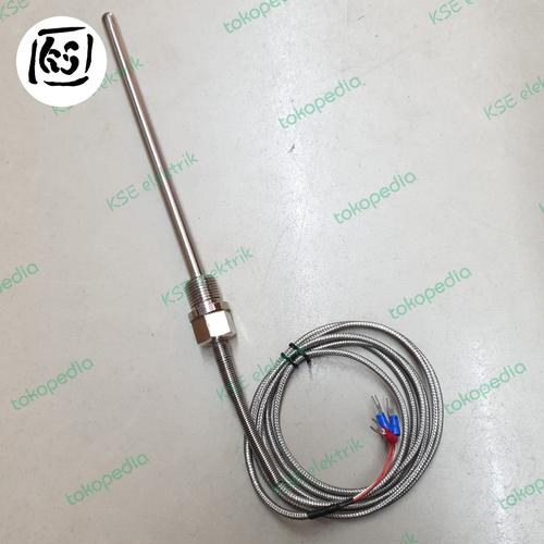 Jual Thermocouple sensor panas TPT100(10 × 200mm) drat 1/2" kabel fibre ...