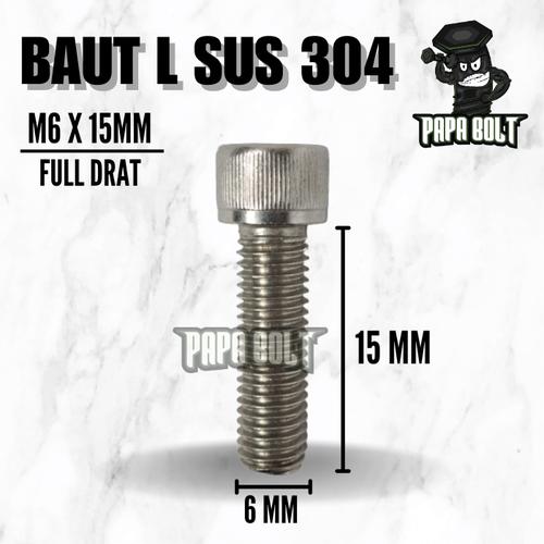 Jual Baut L Stainless SS 304 Hex Socket Head Cap Screw M6X15 / 6X15 - Kota Surabaya - PAPABOLT ...