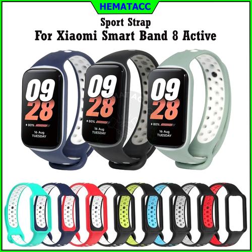 Jual Strap Xiaomi Smart Band 8 Active Sport Anti Gerah Tali Mi Band 8 Aktif - SP Hitam Putih ...