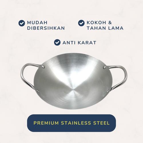 Jual Classic Wok Wajan Stainless Wajan Penggorengan gagang 2 - 32cm ...