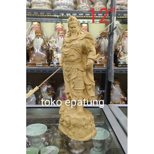 Jual patung Dewa Kwan kong / kwaw kung / kwan te - kayu - 12 inch ...