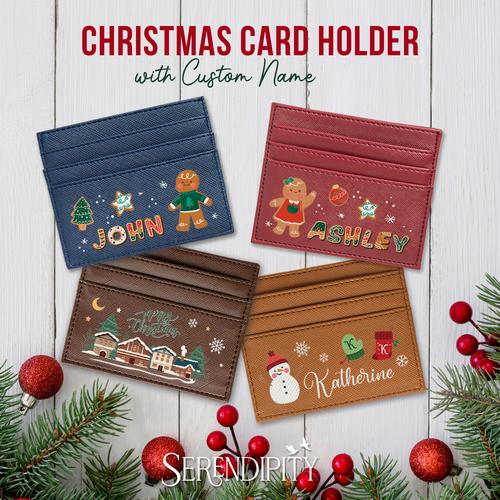 Jual Christmas Card Holder Leather custom name dompet kartu kulit Natal ...