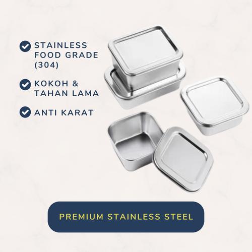 Jual SAGE CONTAINER KOTAK SEGI STAINLESS DENGAN TUTUP FOOD GRADE ...