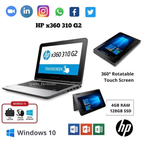 Jual Laptop HP X360 310 G2 Pentium N3700 4/256GB Free Tas/Mouse - 4GB ...